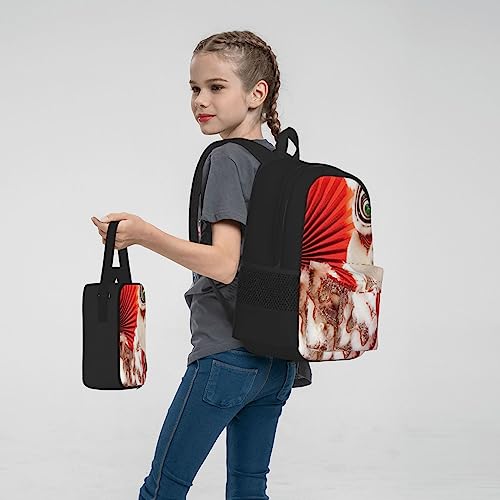 Spring Festival Lion Dance 3 Piece Backpacks Set Cute Adjustable Shoulder Strap Daypack Combination Bag