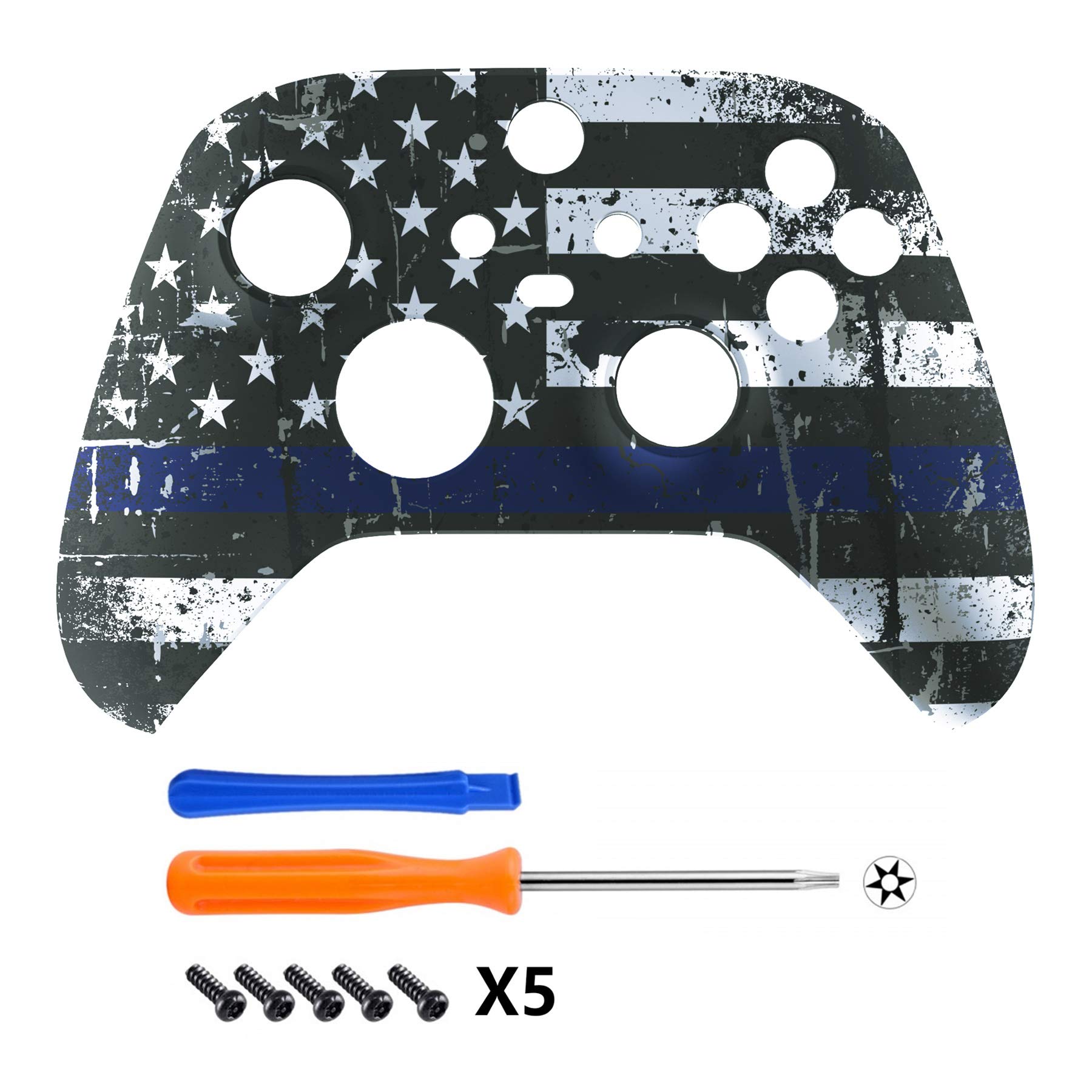 eXtremeRate The Thin Blue Purple Line Flag of USA Soft Touch Front Housing Shell Faceplate for Xbox Series X and Xbox Series S Controller Custom Accessories - Controller NOT Included