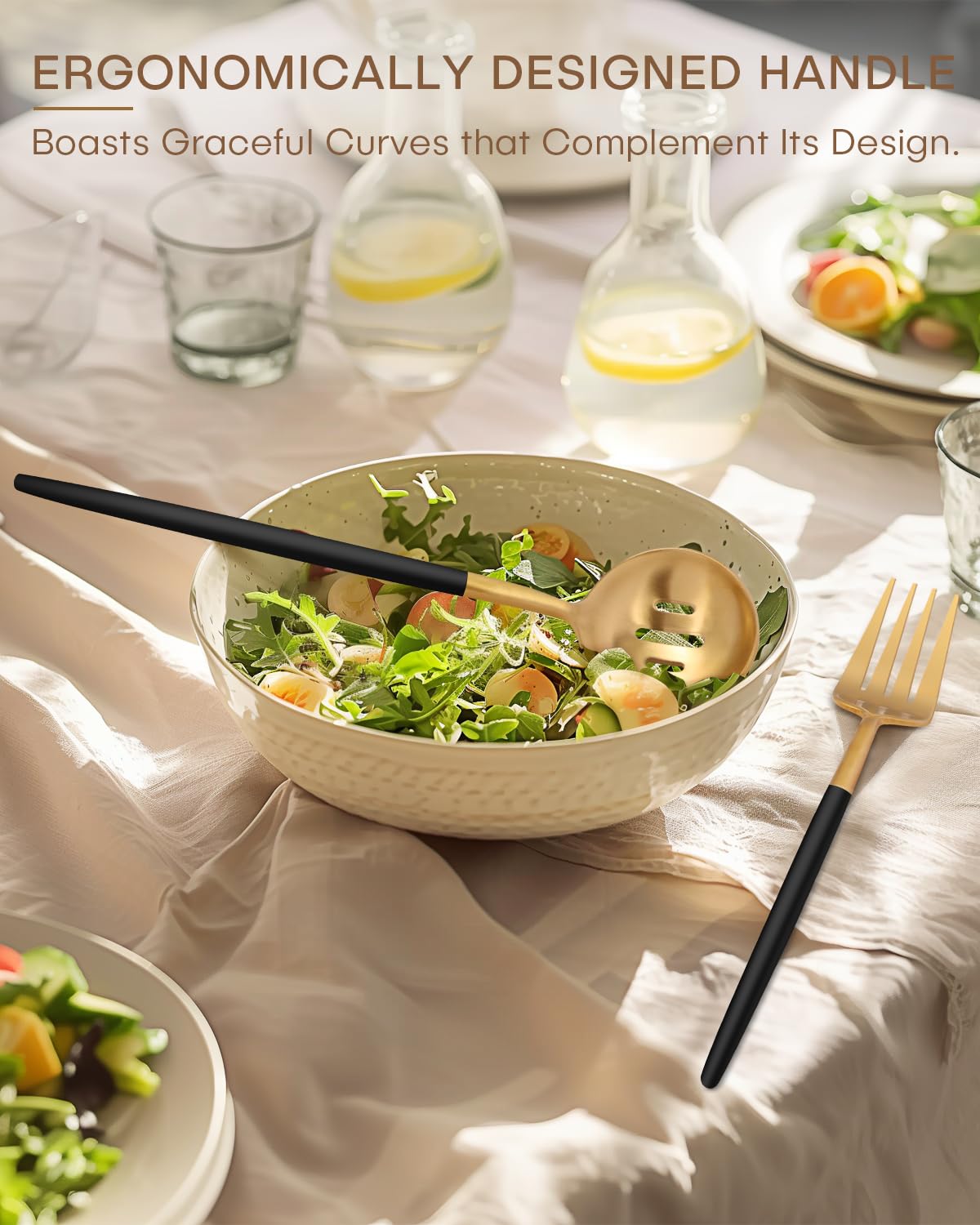 Ollex 5PCS Serving Utensils set include Serving Spoon, Slotted Spoon, Soup Spoon, Butter Knife and Sugar Spoon,Heavy Duty Stainless Steel Large Hostess Utensils Serving Set for Parties Buffet Banquet