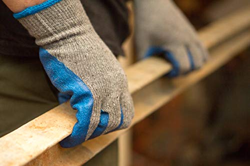 G & F Products 12 Pairs Medium Rubber Latex Double Coated Work Gloves for Construction, gardening gloves, heavy duty Cotton Blend,Blue,3100M
