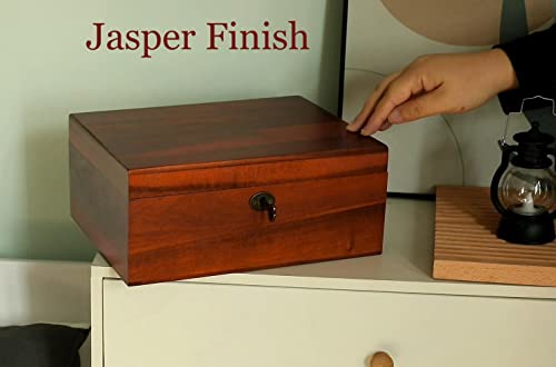 Wood Treasure, Keepsake, Memory Box - Large, 11x8.5x5in - Acacia Hardwood Keepsake and Personal Storage Box with Hinged Locking Lid.