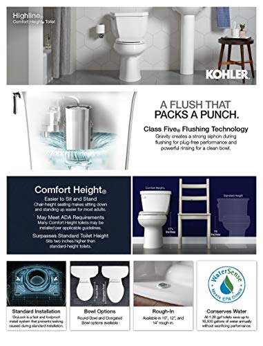 Kohler K-5296-RA-96 Highline Classic Comfort Height Toilet, Biscuit