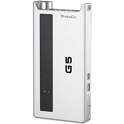 Topping G5 USB DAC, Portable LDAC Audio Built-in NFCA HPA Bluetooth Headphone AMP(Silver)