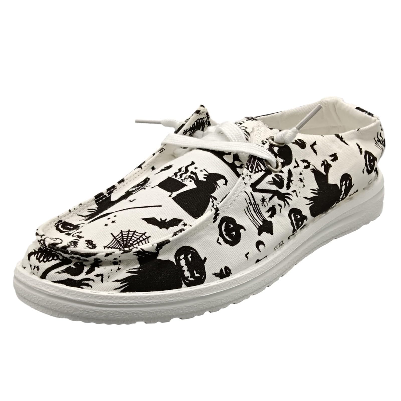 Halloween Decorations Womens Slip on Walking Shoes,Fashion Halloween Pumpkin Print Canvas Low Top Sneakers,Slip on Flats Walking Loafers Shoes Casual Comfortable Canvas Sneakers for Women Girl Party