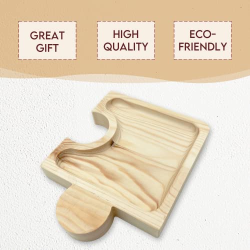Wooden Tray For Food And Decor, Creative, Display And Fun, Splicing Puzzle Plate, Fruit, Dessert Plate, Nut, Snack Plate Set of 4