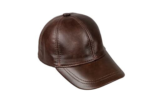 HATSQUARE Genuine Leather Baseball Cap Adjustable Soft Feel Dad Plain Hat Stylish Classic for Women Men Unisex (Darkbrown)
