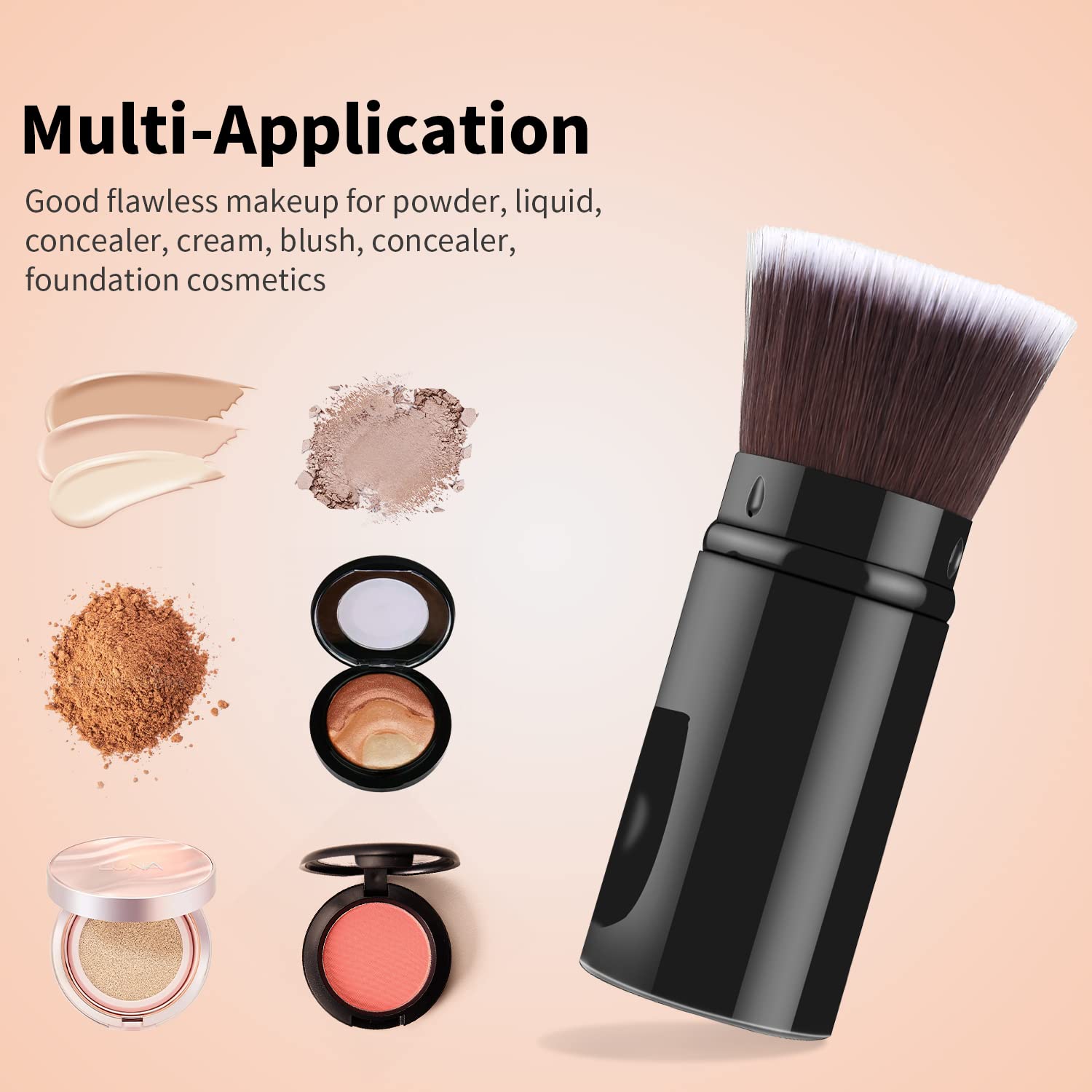Falliny Foundation Makeup Brush, Kabuki Travel Liquid Foundation Brush Perfect for Blending Liquid, Cream or Flawless Powder Cosmetics