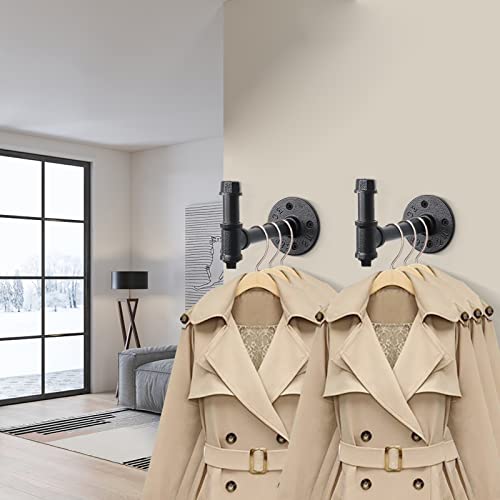 NearMoon 3 Packs Bathroom Robe and Towel Hooks for Hanging, Rustic Style Vintage Industrial Pipe Wall Mounted Hooks, Heavy Duty DIY Hardware Coat Hook for Bathroom, Kitchen (6 Inch)