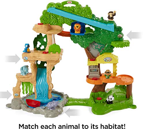 Fisher-Price Little People Toddler Playset Share & Care Safari 2-Ft Tall Toy with Lights Sounds & 7 Figures for Ages 1+ years