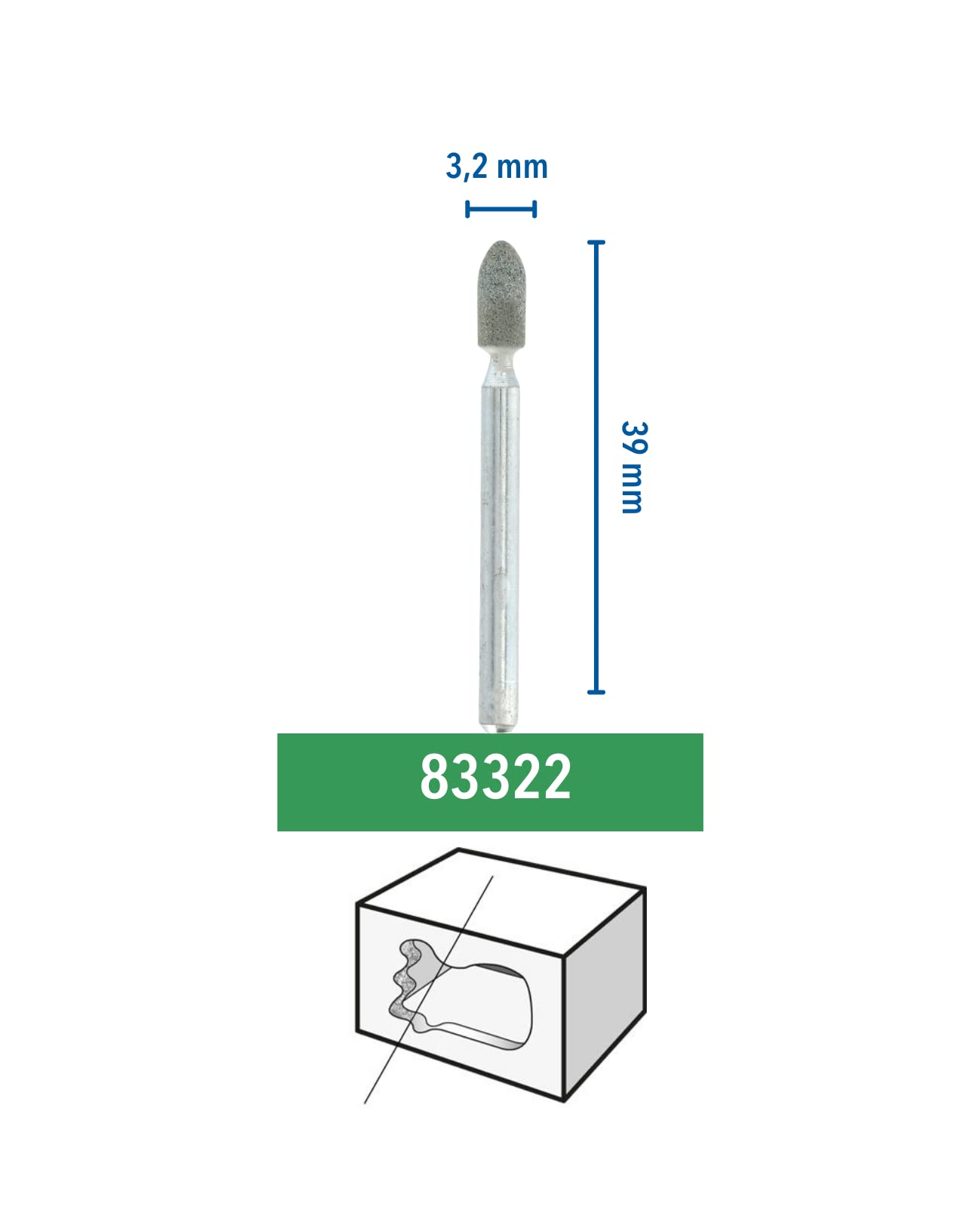 Dremel 83322 Silicon Carbide Grinding Stones, 3 Rotary Tool Accessories for Grinding, Sharpening and Engraving in Stone, Glass and Non-ferrous Metals