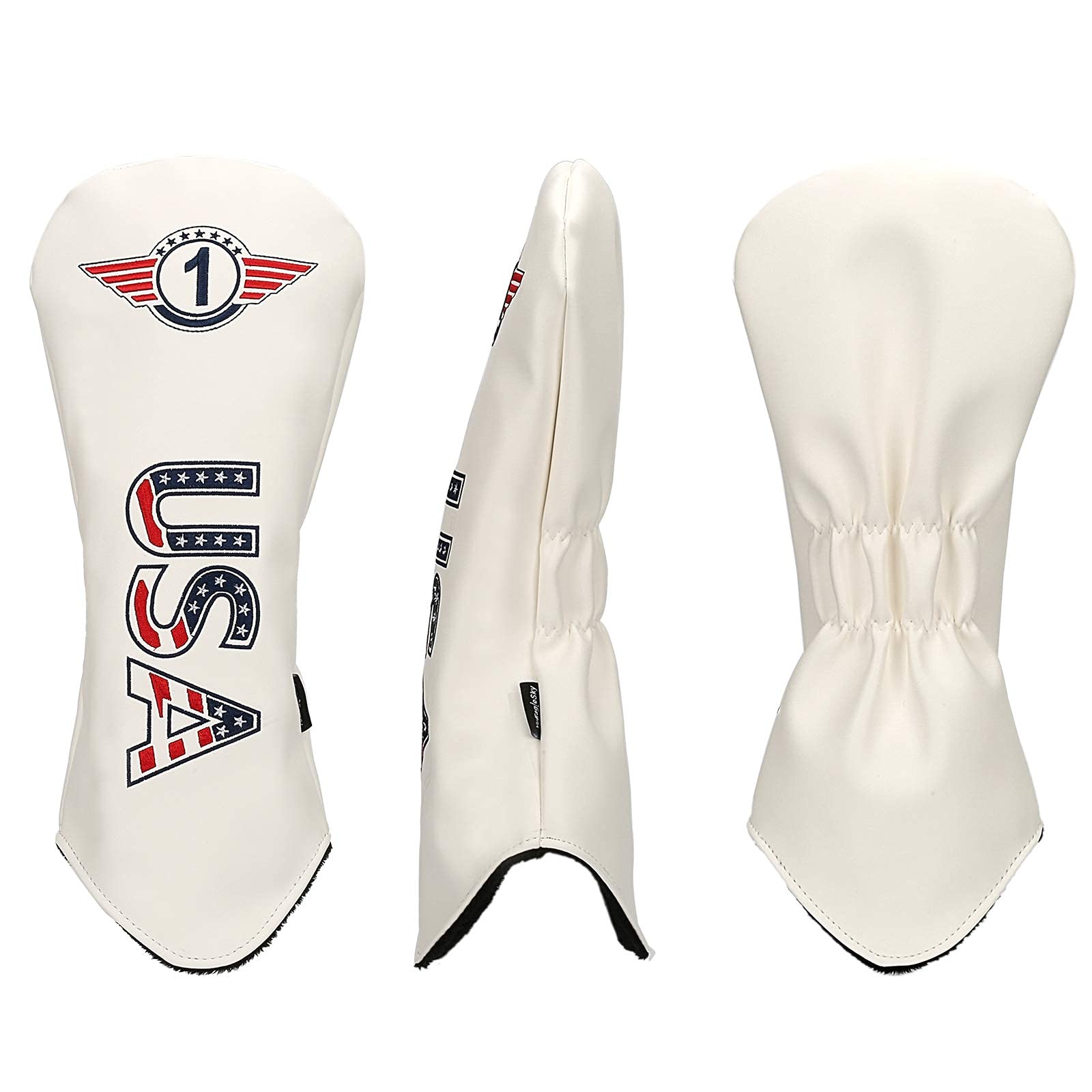 Golf Club Head Covers (4PCS) Driver Fairway #3#5 Hybrid PU Leather White for Men Women