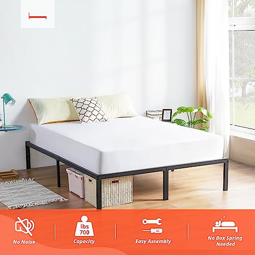 PrimaSleep 18 Inch Heavy Duty Steel Slat Anti-Slip Support, Easy Assembly Platform Bed frame, Noise Free Steel Mattress Foundation, Maximum Storage, No Box Spring Needed, Black, Full Size
