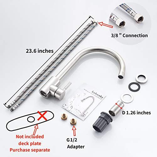 Kohonby Single Handle High Arc Kitchen Faucet Stainless Steel Brushed Nickel,Commercial Single Hole Kitchen Sink Faucet,Modern One Hole Bar Sink Faucet