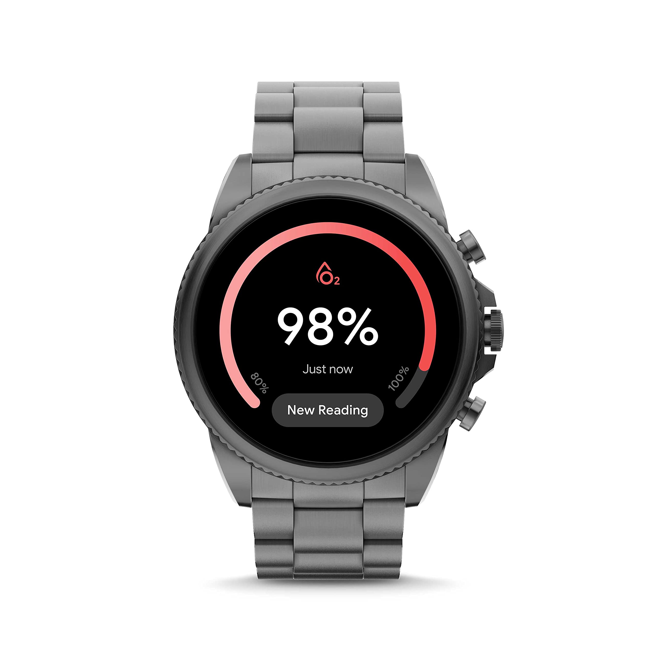 Fossil Men's Gen 6 44mm Stainless Steel Touchscreen Smart Watch, Color: Smoke (Model: FTW4059V) (Renewed)