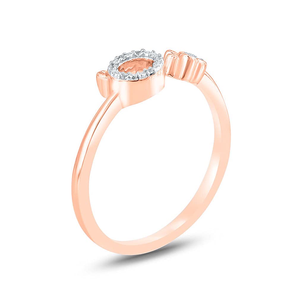 GEMSPARKLES 1/9CTW Round Cut CZ White Diamond Cat & Paw Open Ring For Womens In 14K Rose Gold Plated 925 Silver_9