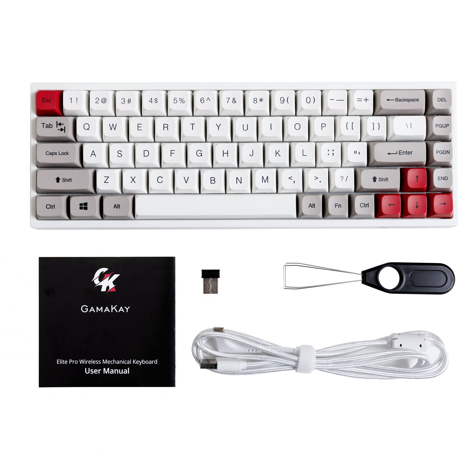 GK GAMAKAY TK68 65% RGB Mechanical Keyboard, 68 Keys Bluetooth 5.0/Type-C Wired/2.4GHz Wireless, PBT XDA Profile Keycaps Hot Swappable Custom Backlit Gaming Keyboard (Gateron Brown Switch)