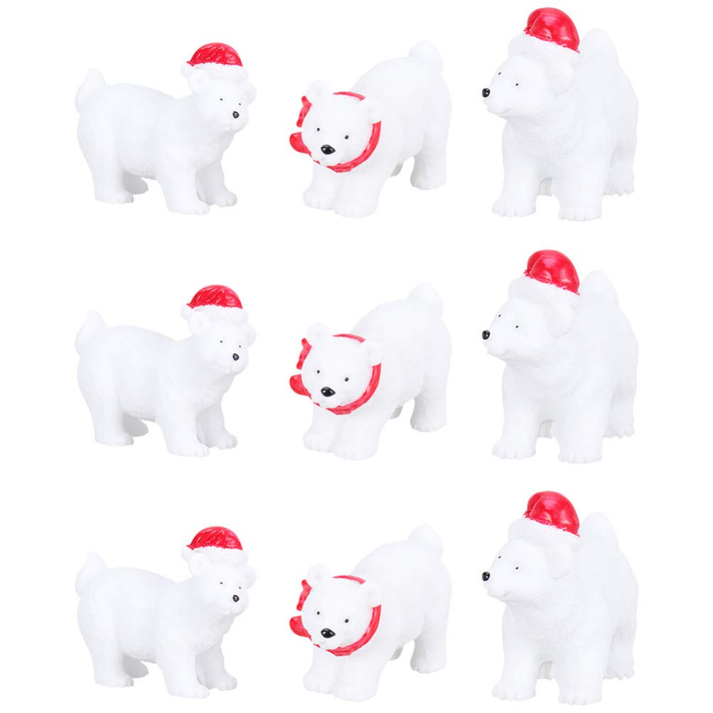 LIOOBO 9pcs Christmas Bear Ornaments, Christmas Mini Ornaments Micro Landscape Ornament for Christmas Party Decorations