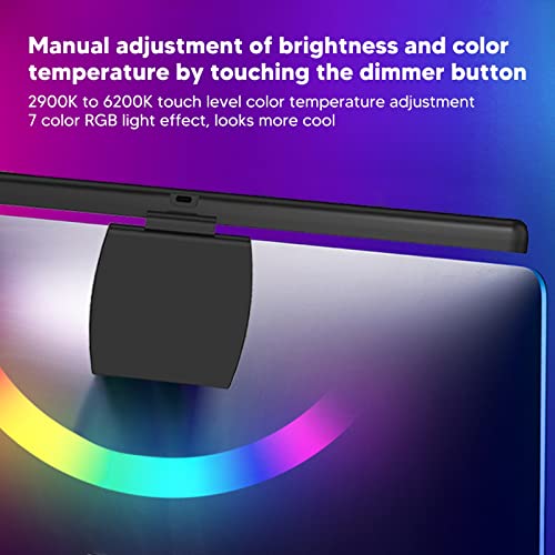 Jopwkuin Screen Monitor Light Bar, Asymmetric Optical Design Computer Monitor Lamp 5V 1A for PC