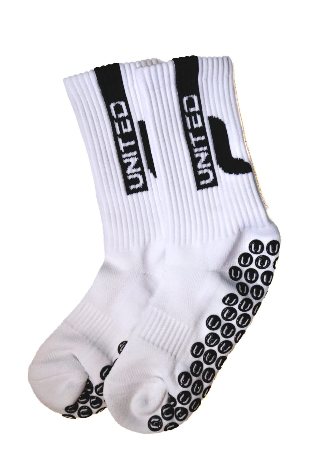 Grips United Men’s Non-Slip Athletic Socks – Best For Soccer (White – Small)