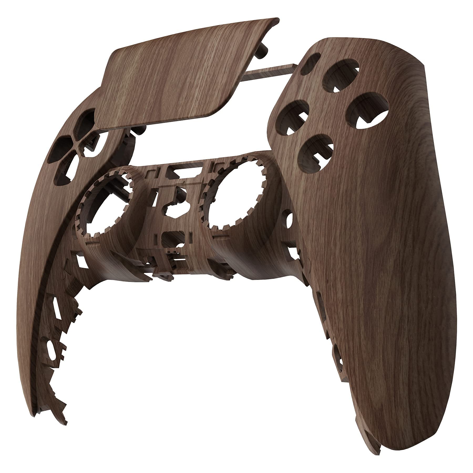 eXtremeRate Wood Grain Touchpad Front Housing Shell Compatible with Controller, Soft Touch DIY Replacement Shell Custom Touch Pad Cover Faceplate Compatible with Controller