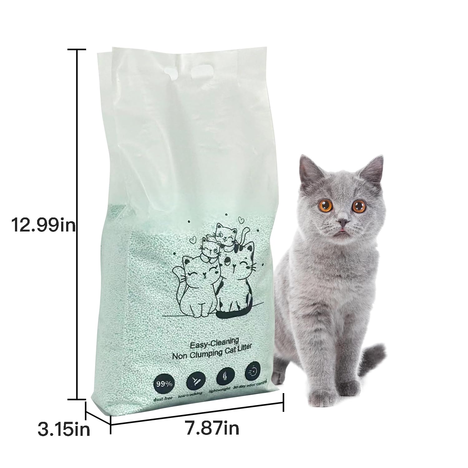 Peterest Premium Cat Litter, 99.9% Dust Free,Low Tracking Silicone Cat Litter with Superior Odor Control,Lightweight,Strongly Absorbent,Hard Clumping,Non Sticky Claws, 8.8 Pounds Total (2-Pack)