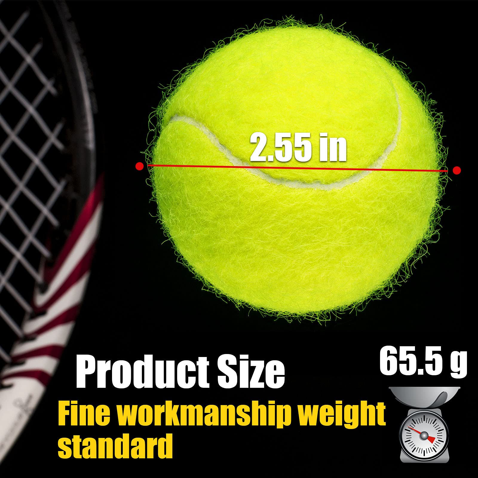 GKK Tennis Balls, 12 Pack Durable Pressurized Yellow Felt, High Bounce Practice Balls for Training, Beginners, Dogs, Ideal Gift