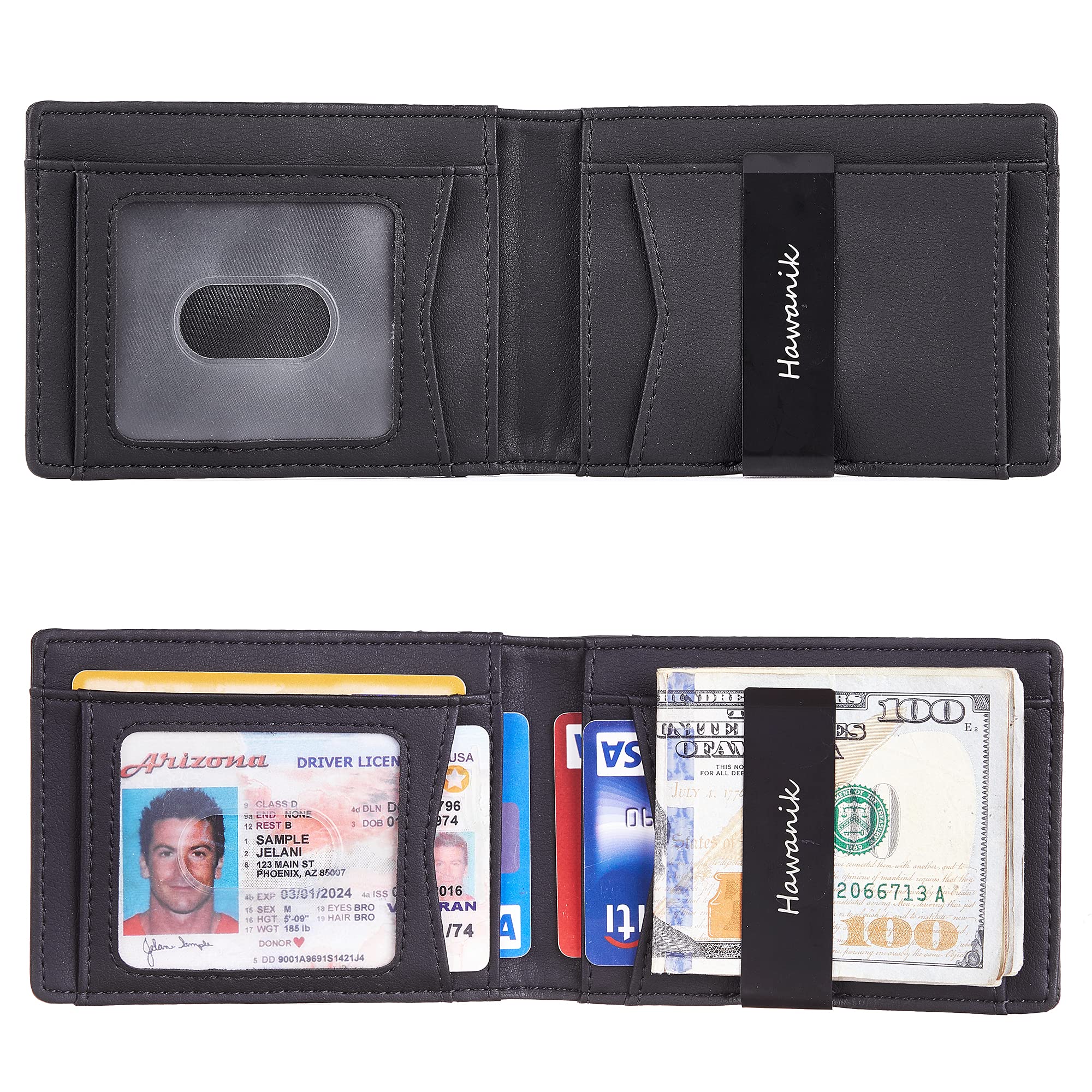 Hawanik Mens Slim Bifold Wallet With Integrated Case Holder for AirTag Oscar, Patent Pending