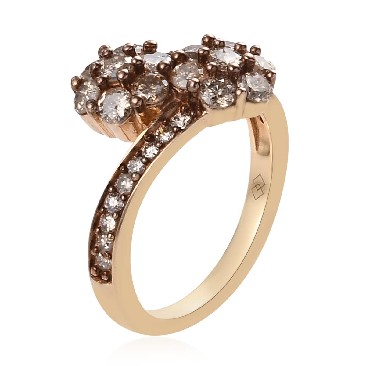 Femme Luxe 18K Yellow Gold Plated Silver 1.00 ct.t.w Champagne Diamond Elegant Cocktail Women's Ring In 925 Sterling Silver (Size: 7)