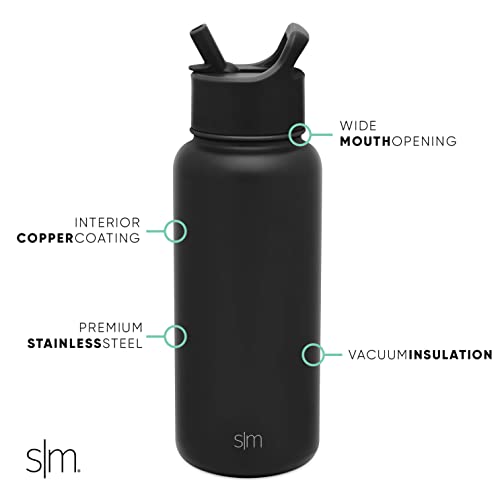 Simple Modern Officially Licensed NBA Phoenix Suns Water Bottle with Straw Lid | Vacuum Insulated Stainless Steel 32oz Thermos | Summit Collection | Phoenix Suns