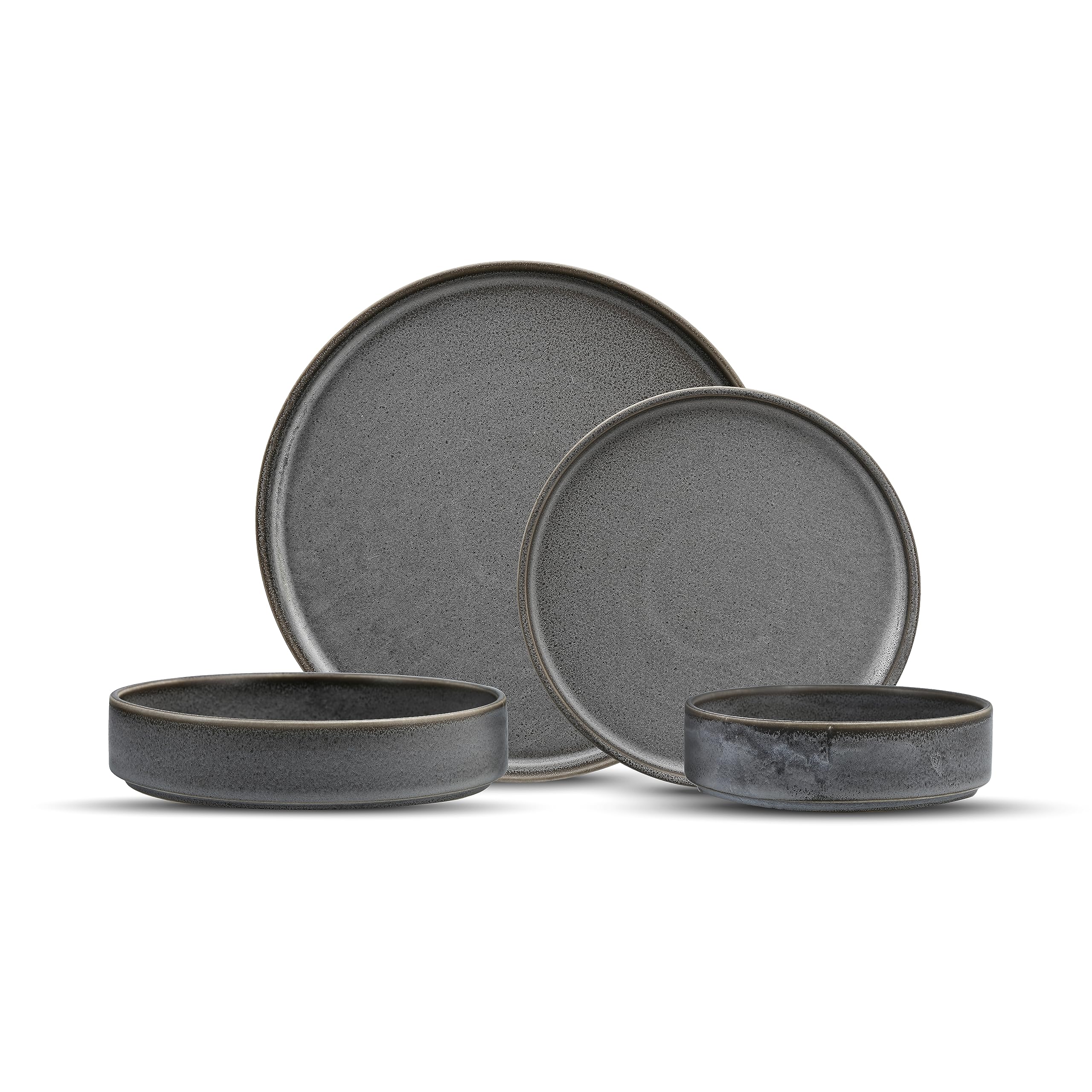 Fortessa Sound Stoneware 16 Piece Dinnerware Set, Service for 4, Thunder