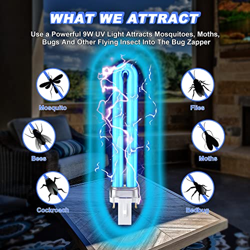 Kittmip Bug Zapper Replacement Bulb Compatible with 21050 9W UV Bulb Compatible with Models DT3009 DT3019 DT3039 Single U Shaped Twin Tube Ultraviolet Mosquito Killer Lamp Bulb (2 Packs)