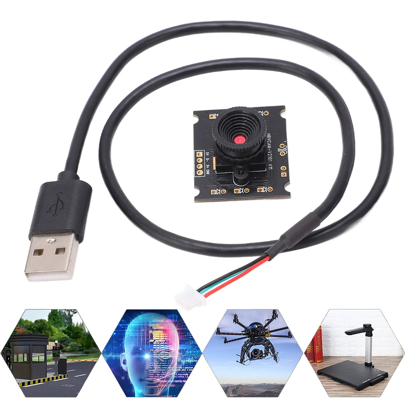 Oumefar Webcam Board, USB Webcam Board 50° Field of View Distortion Len for QR Code Scanning Camcorder