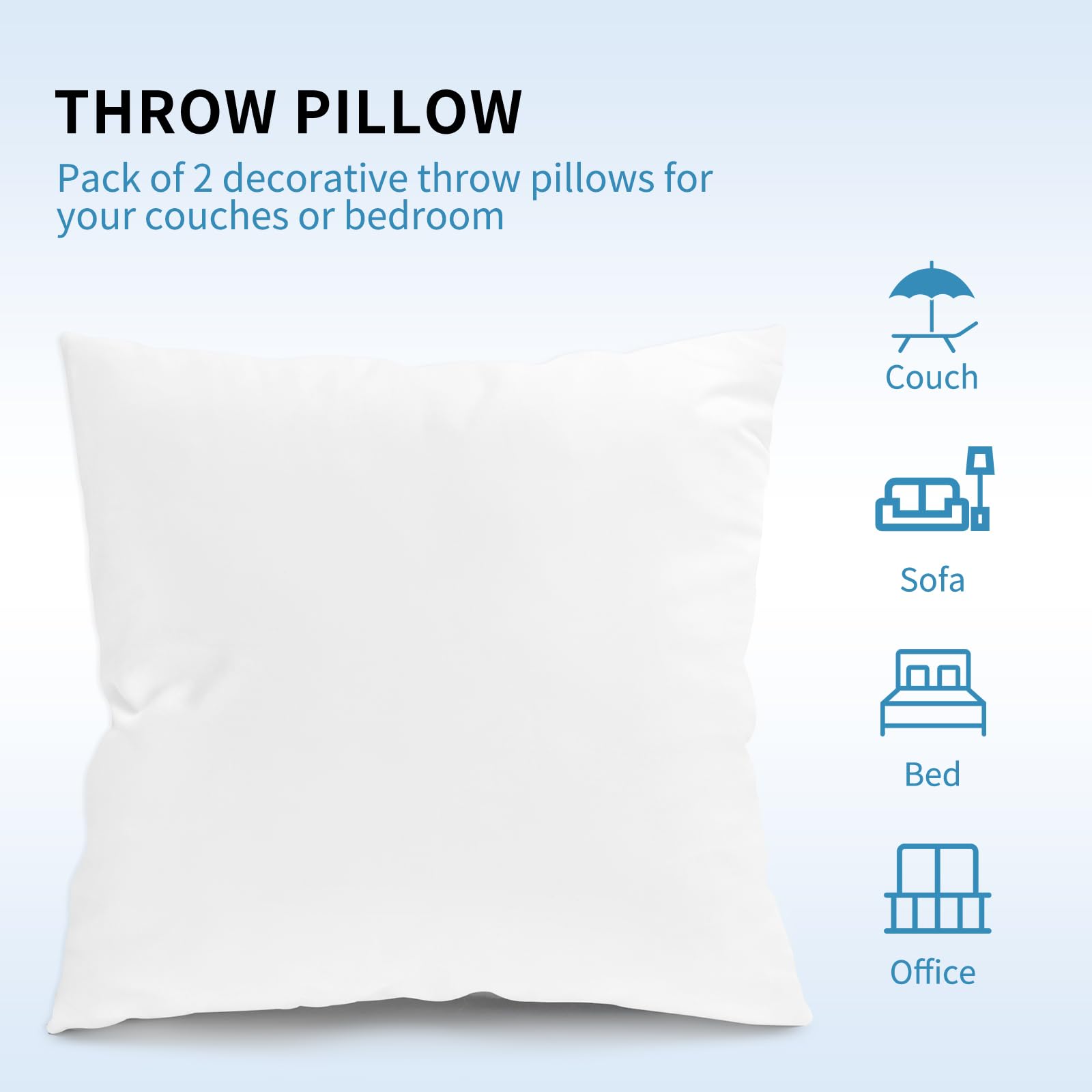 Fixwal Throw Pillow Inserts Set of 2-26 x 26 Inches Bed and Couch Pillows - Euro Pillow Indoor Decorative Pillows for Bed and Sofa