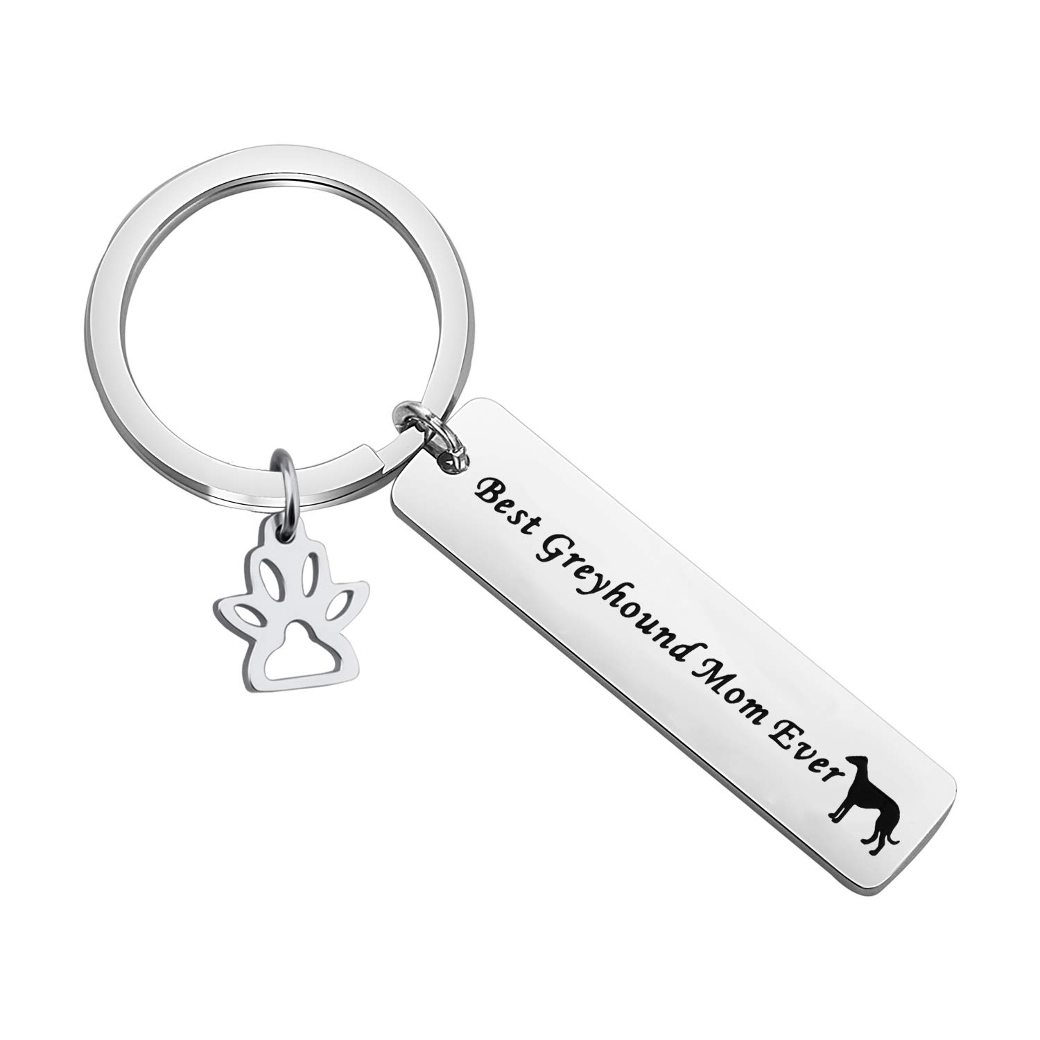 FEELMEM Dog Lover Gift Greyhound Mom Gift Best Greyhound Mom Ever Keychain Gift for Greyhound Owner Dog Mom Fur Mama Gift