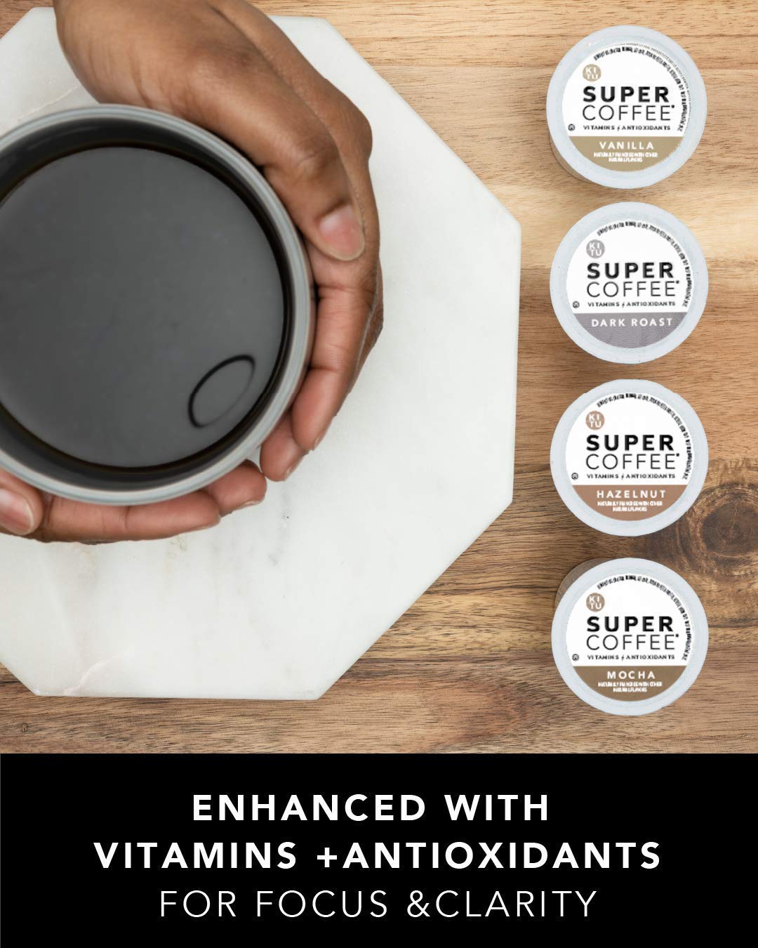 KITU SUPER COFFEE Pods, Energy & Immunity (2x Caffeine, Vitamins, Antioxidants) [Mocha] 60 Count | Keto Coffee Pods Compatible with Keurig 2.0 K-Cup Brewers