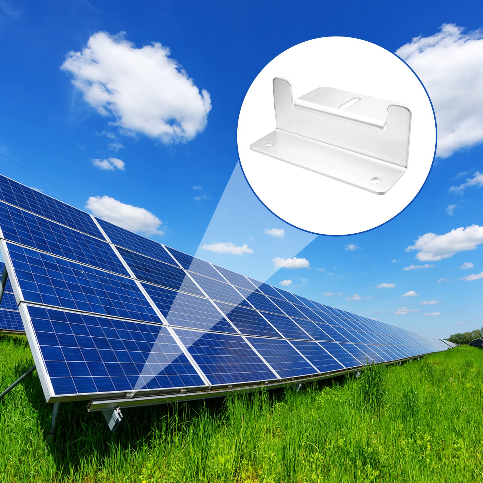 HARSKIYER 8pcs Silver Solar Panel Mounting Z Brackets, Aluminum Alloy Solar Connector Monocrystalline Solar Panel with Nuts and Bolts for RV Camper Boats Yachts Off Gird Roof Installation