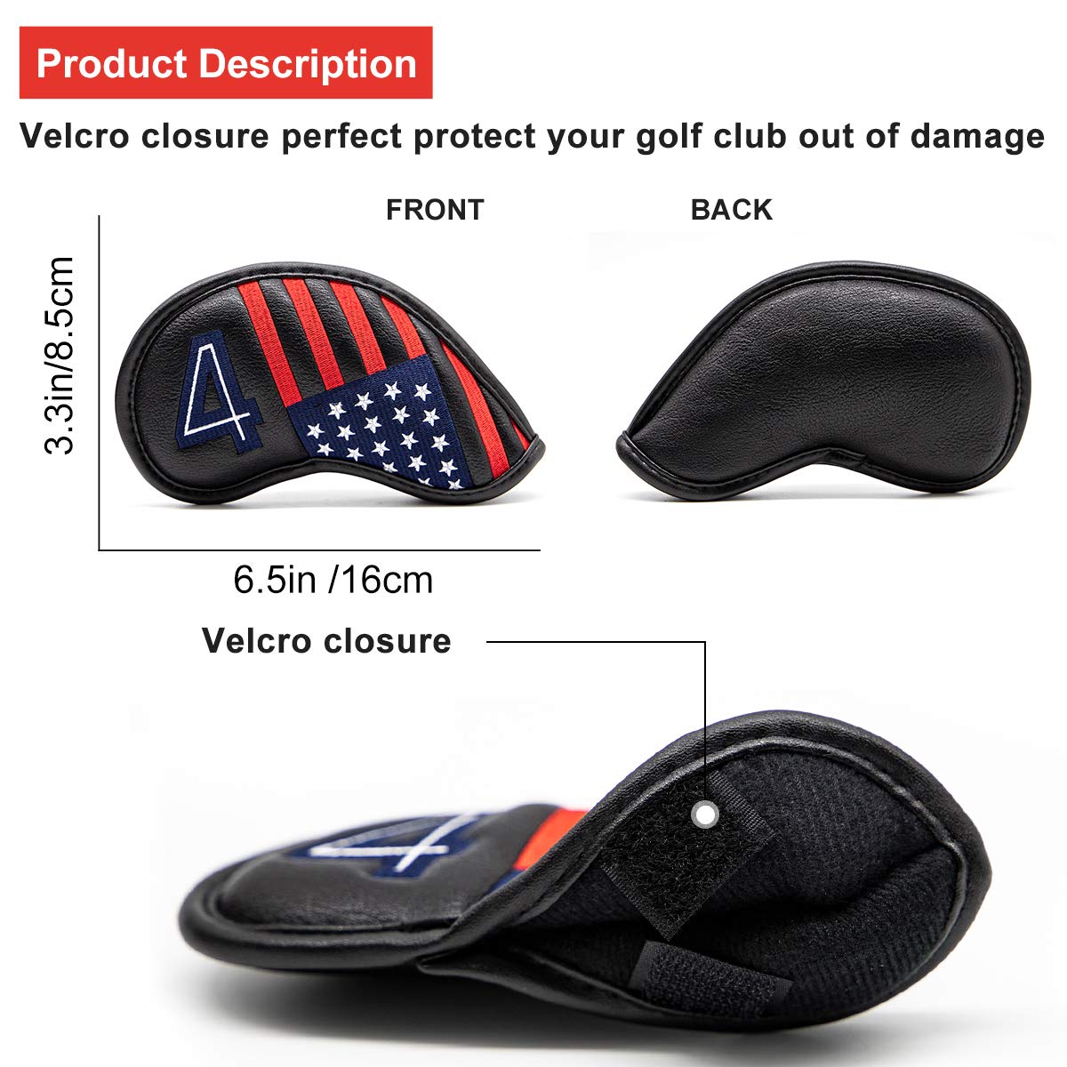 Golf Iron Head Covers Set 10pcs/Set Golf Iron Wedge Head Covers Aliennana Headcover American Elegant Embroidery Premium Leather Headcovers