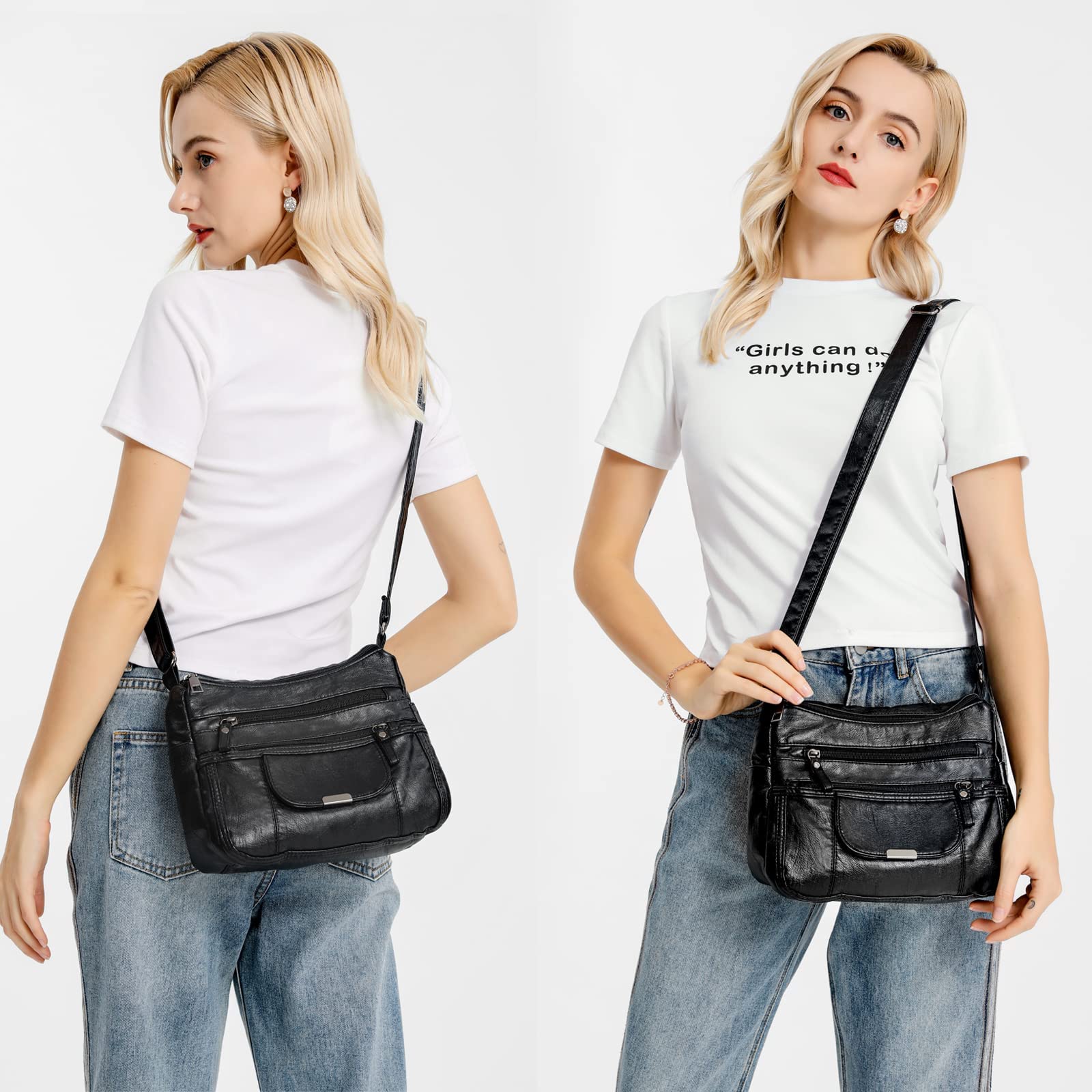 Gladdon Small Crossbody Bags For Women Shoulder Bags Washed Leather Purses and Handbags Black