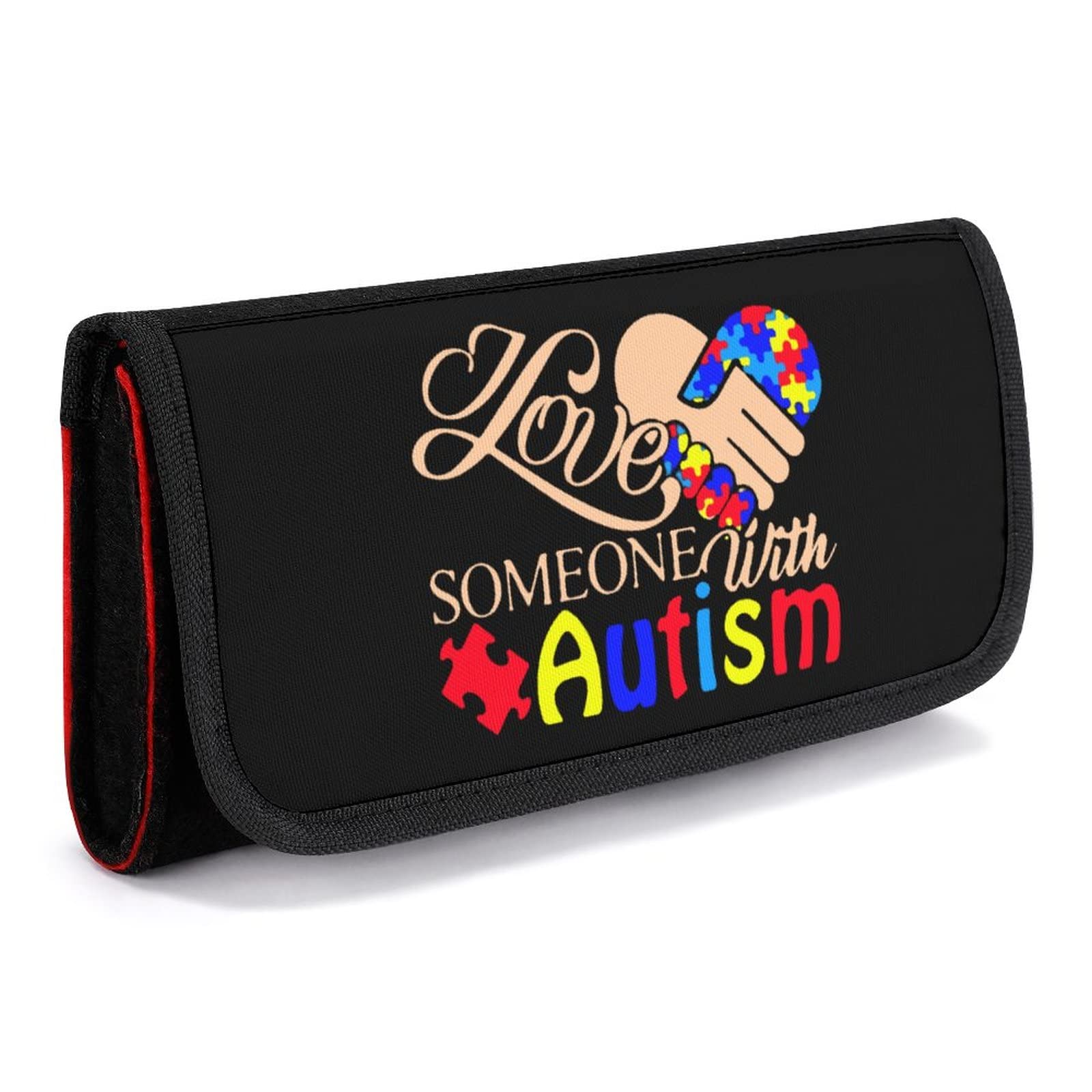 I Love Someone with Autism Carrying Bag Compatible with Switch Protective Case Slim Felt Pouch with 5 Game Cartridges Holders