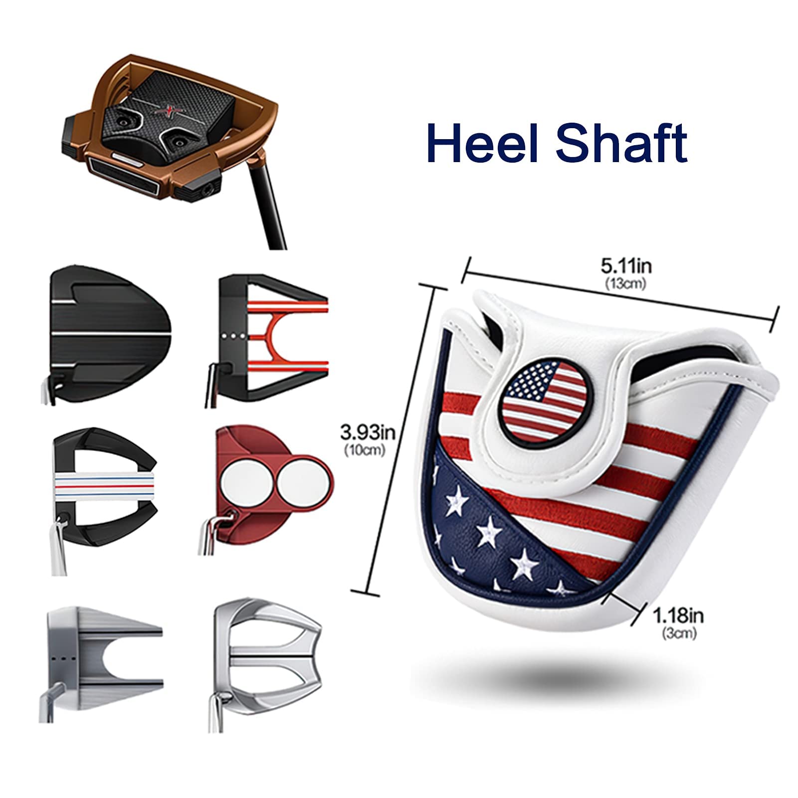 Golf Mallet Putter Headcover for Odyssey White Hot,Heel-Shaft Putter Cover with Strong Magnetic