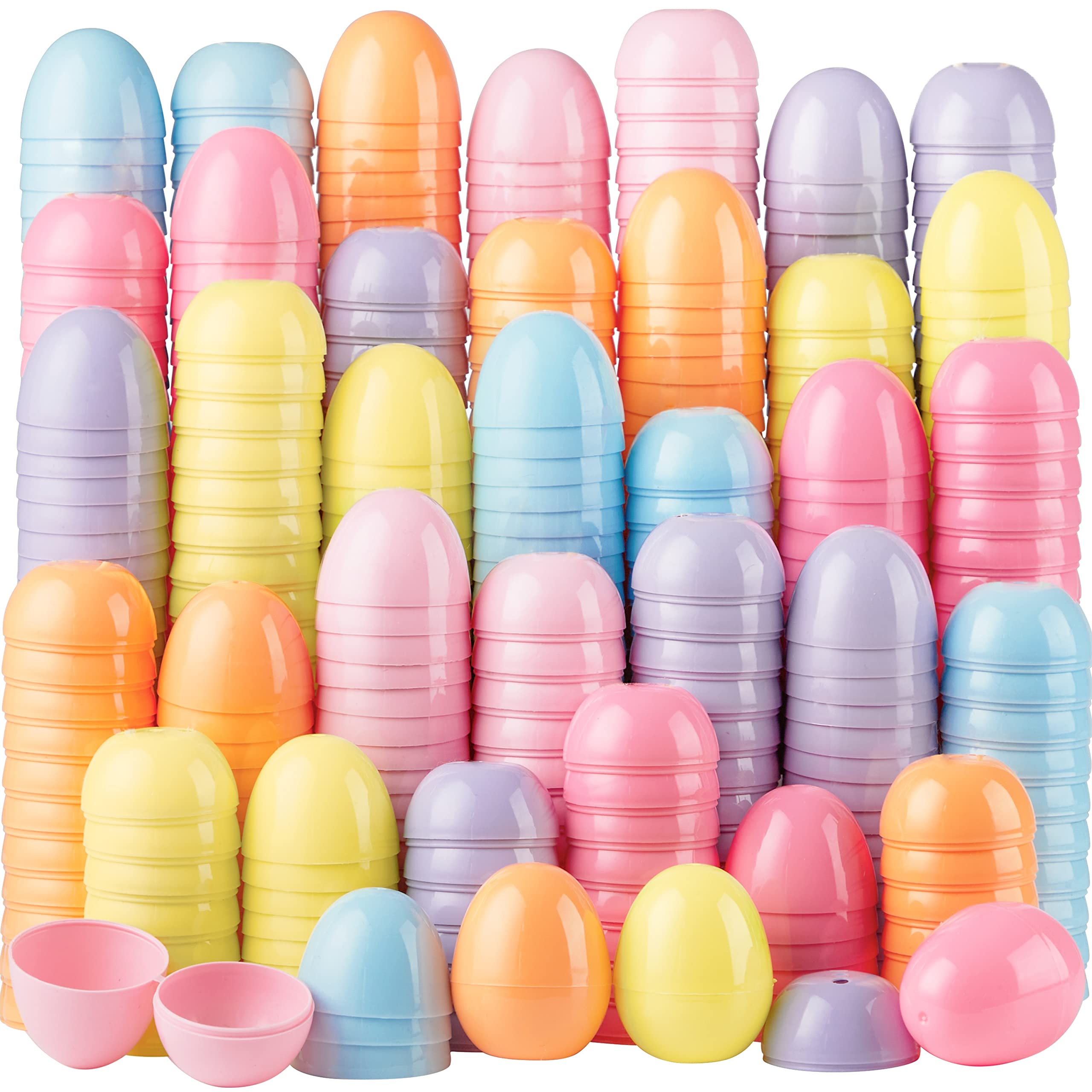 JOYIN 144PCS 2.3" Pastel Easter Eggs, Empty Easter Eggs Fillable, Colorful Bright Plastic Eggs Bulks for Easter Hunt, Filling Treats, Party Favor, Easter Basket Stuffers, Classroom Prize Supplies