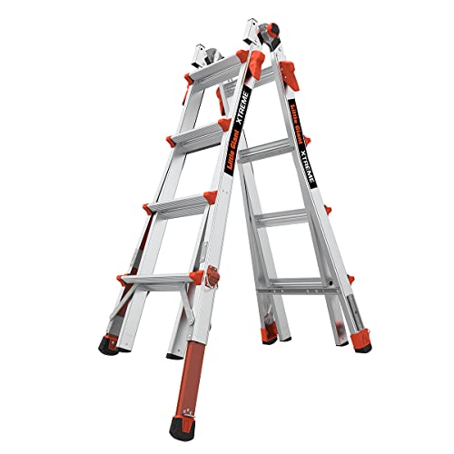 Little Giant Ladder Systems Xtreme 2.0, M17, 17ft, Multi-Position Ladder with Trestle Brackets and Ratchet Levelers, Aluminum, Type 1A, 300 lbs Weight Rating, (12817-801)