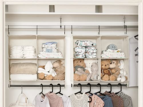 StorageWorks 4 Section Hanging Closet Organizer with Garment Rod, Storage Box with Lid