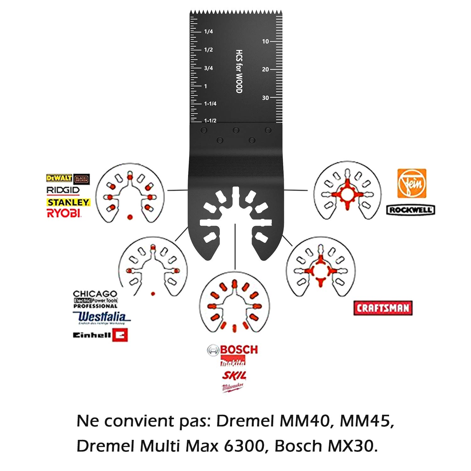 Fannybuy 50 Pack Wood /Metal Universal Quick Release Oscillating Tool Blades Multitool Saw Blade for Fein Multimaster Porter Rockwell Cable Black Decker Bosch Craftsman Dewalt (50 Pack Mixed Ⅱ)