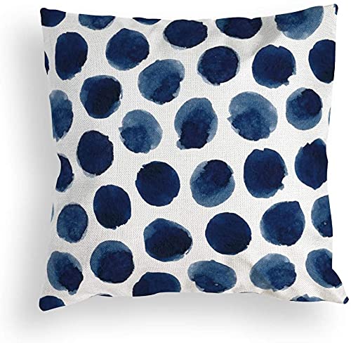 Pack of 2 Outdoor Blue Dots Waterproof Throw Pillow Covers Decorative Double-Sides Pillows Case Square Cotton Cushion Case for Sofa Patio Tent Couch Sunbrella Christmas Home Decoration 18 x 18 Inch