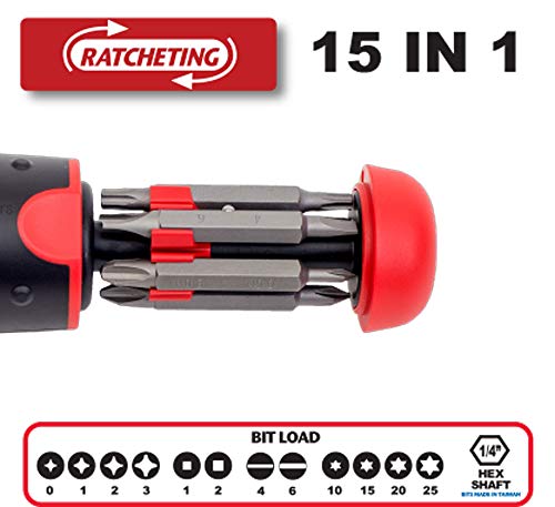 Megapro Marketing USA NC 211R2C36RD Ratcheting Screwdriver,Red