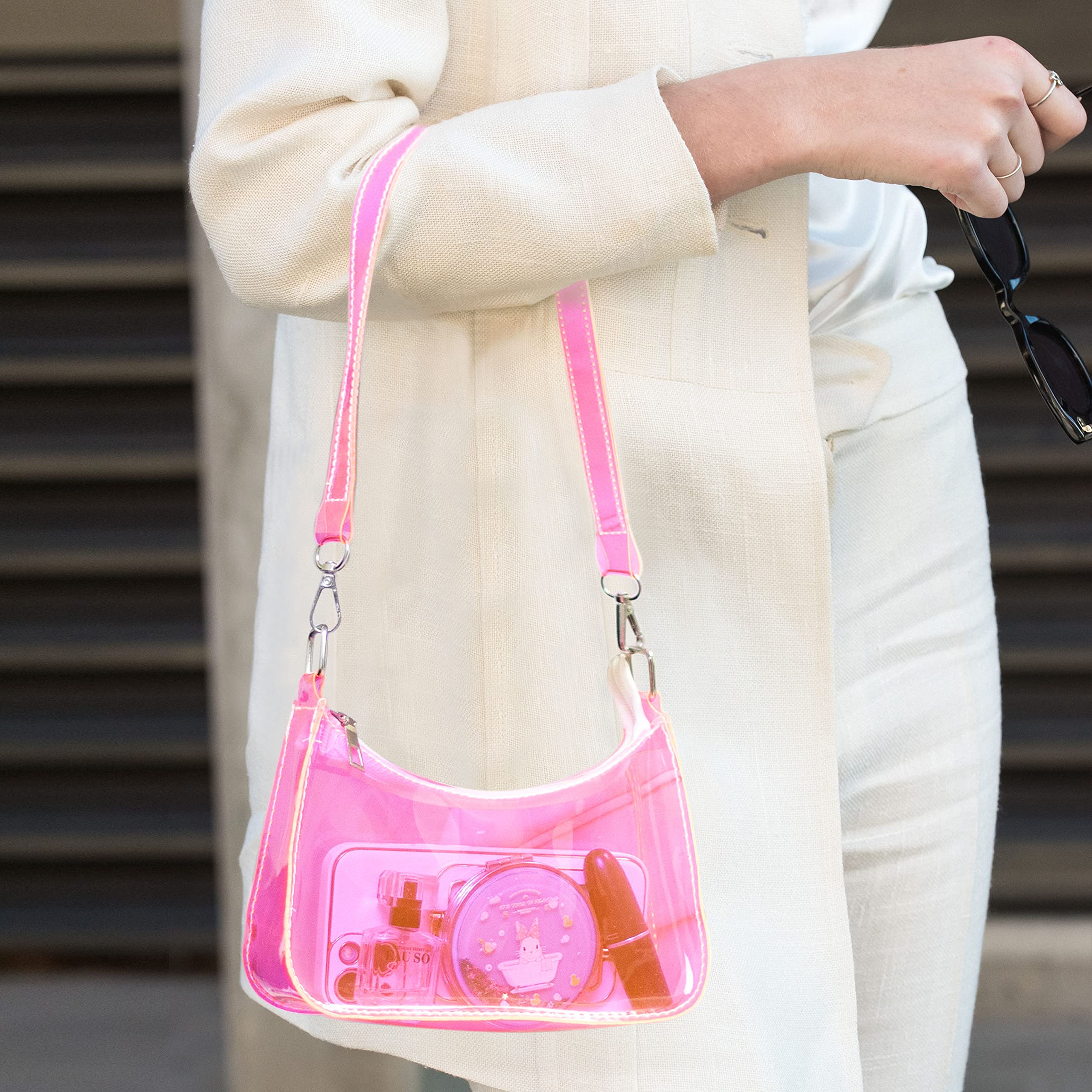 Little Italy Stadium-Approved Clear Purse for Concerts, Clubs, Sporting Events (Pink)