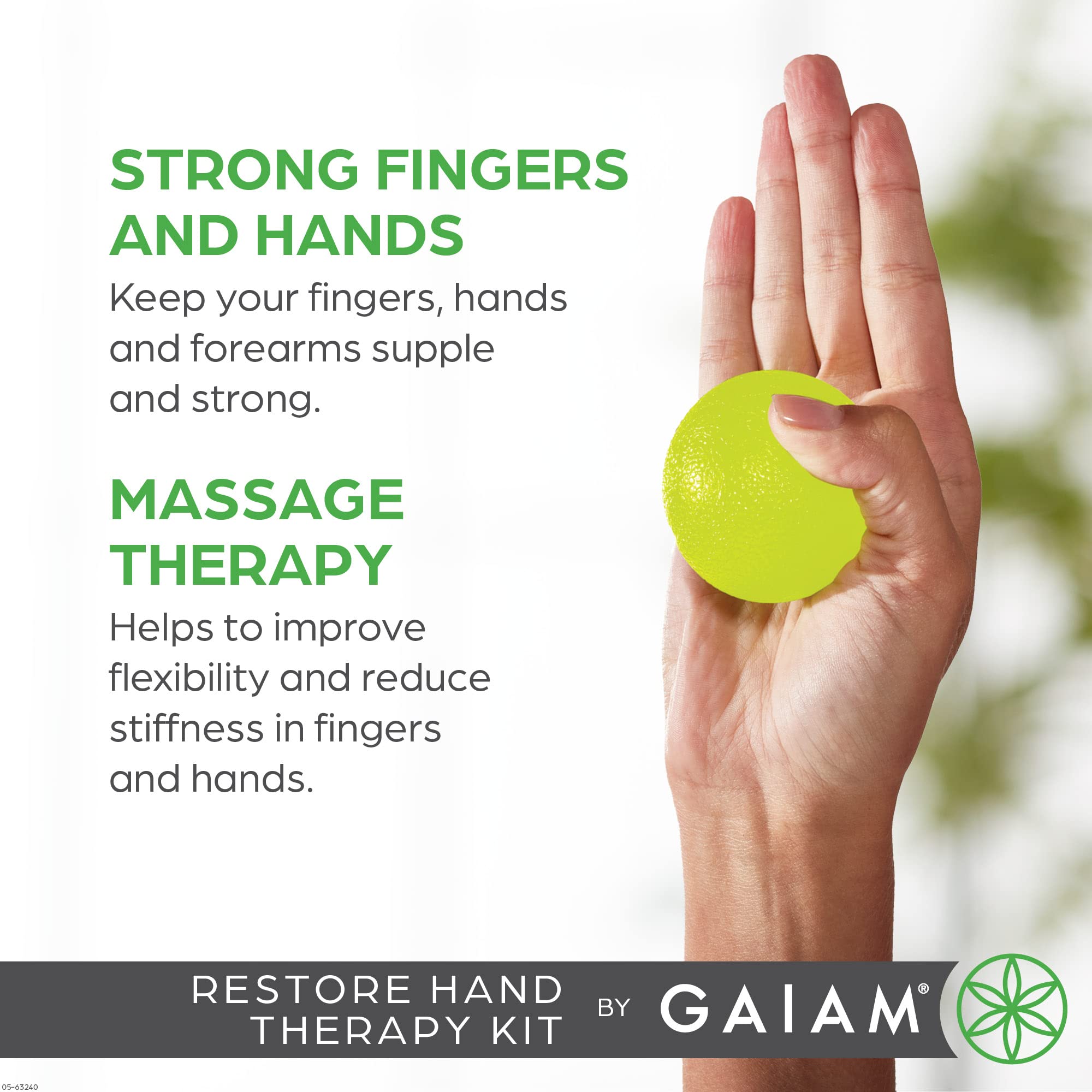 Gaiam Restore Hand Therapy Exercise Ball Kit - 3-Level Hand Grip Strengthener Massage Balls (Soft, Medium, Firm) for Physical Therapy & Hand Pain Relief, Ease Muscle Tension with Hand Balls - Set of 3