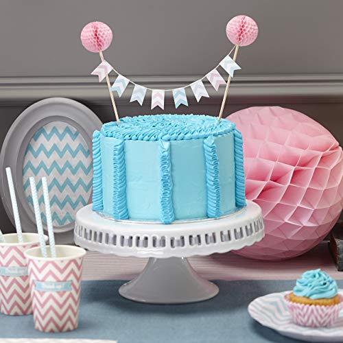 Ginger Ray Birthday Cake Bunting Topper with Flags Poms, Chevron Divine