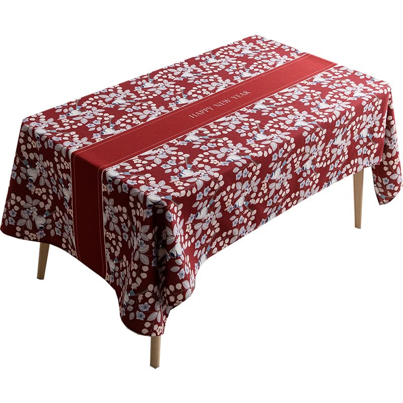 Home Red Table Cover Christmas Decoration Waterproof Rectangular Tablecloth Party Decoration Table Cover Mantel A2 140x210cm